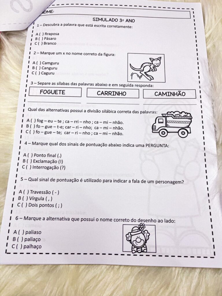 Simulado 3º ano – Professora Nayarah