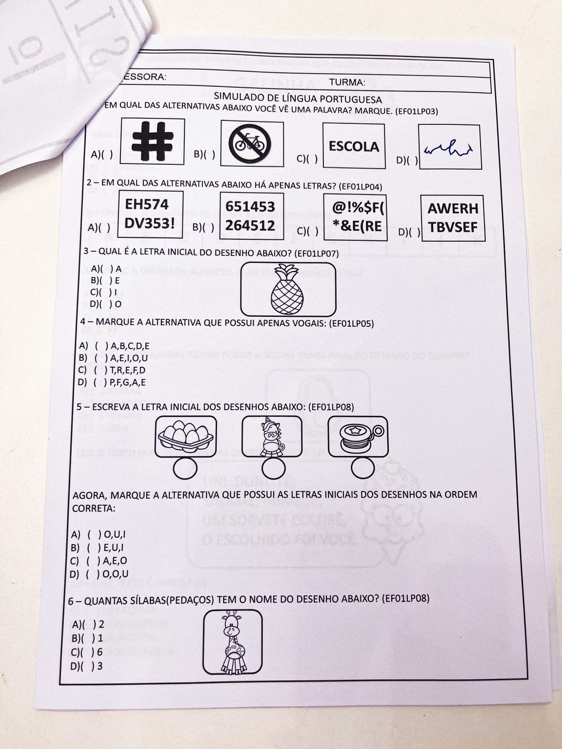 Simulado 1º ano 2024 – Com gabarito – Professora Nayarah